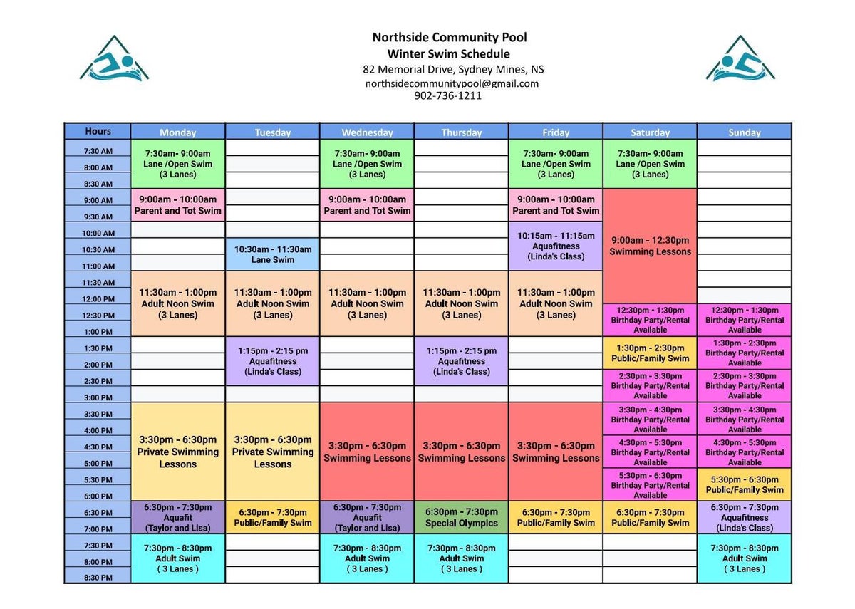 Fall Schedule 2023 | Northside Community Pool